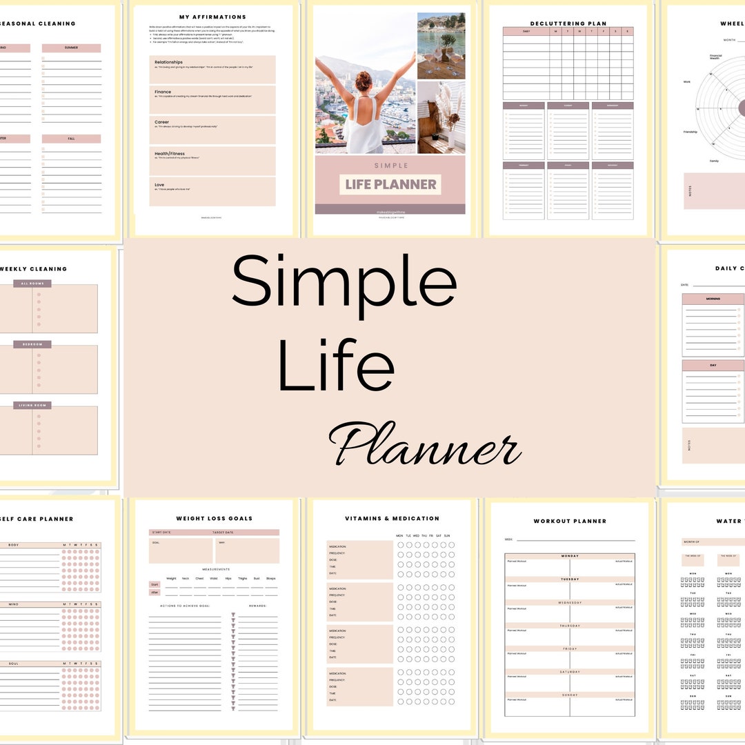 Simple Life Planner, Digital Simple Planner Pdf, Digital Printable Life ...