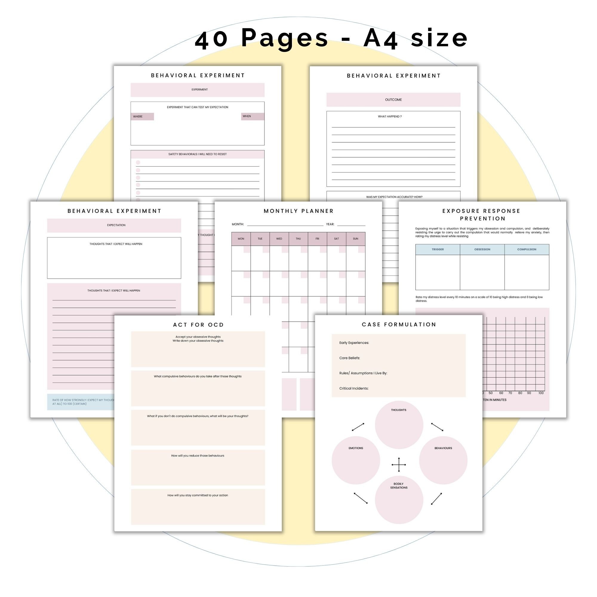 OCD Therapy Planner, Mental Health Journal Printable, OCD Worksheets ...