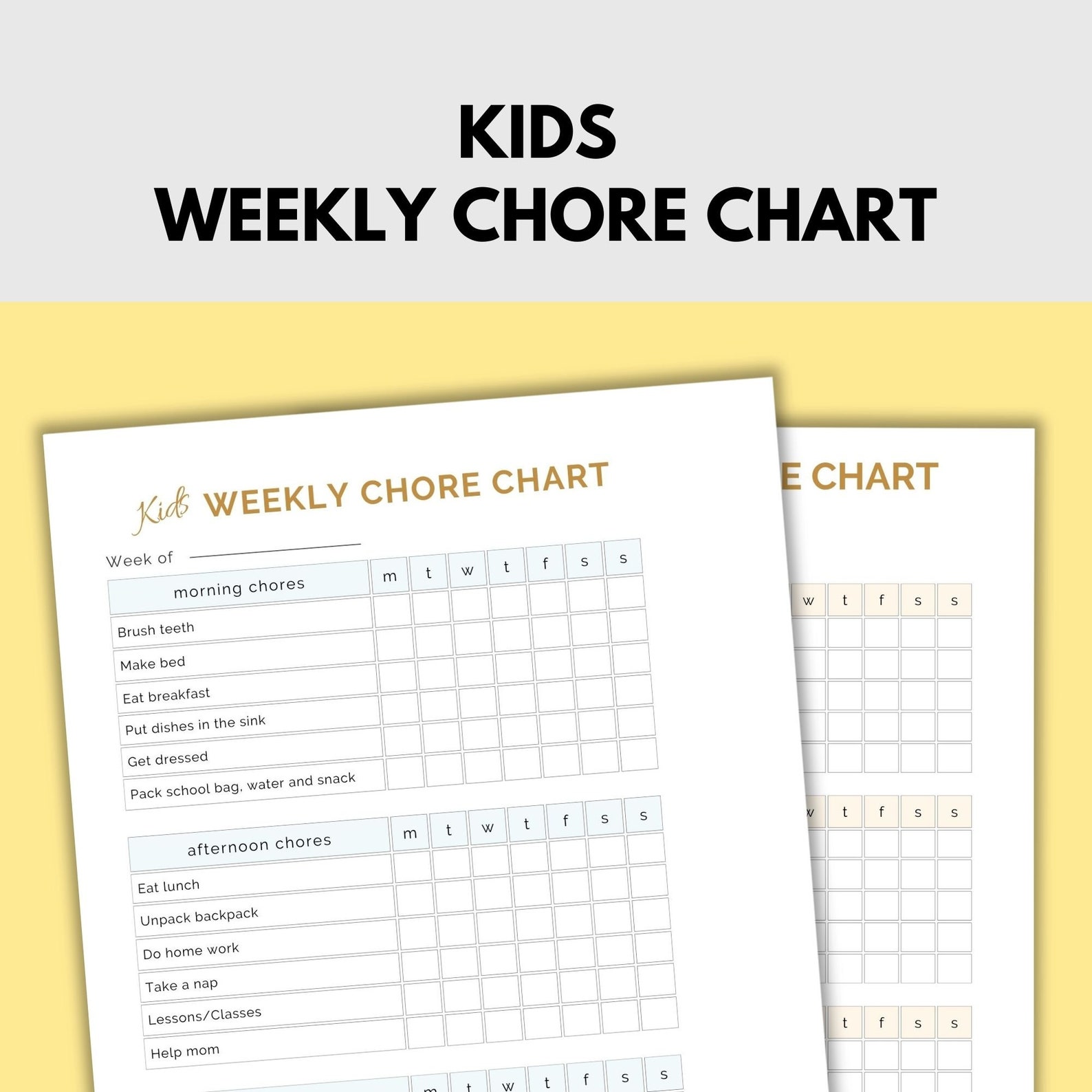 Chore Chart, Kids Chore Chart, Daily Chore Chart, Kid Printable Chore ...