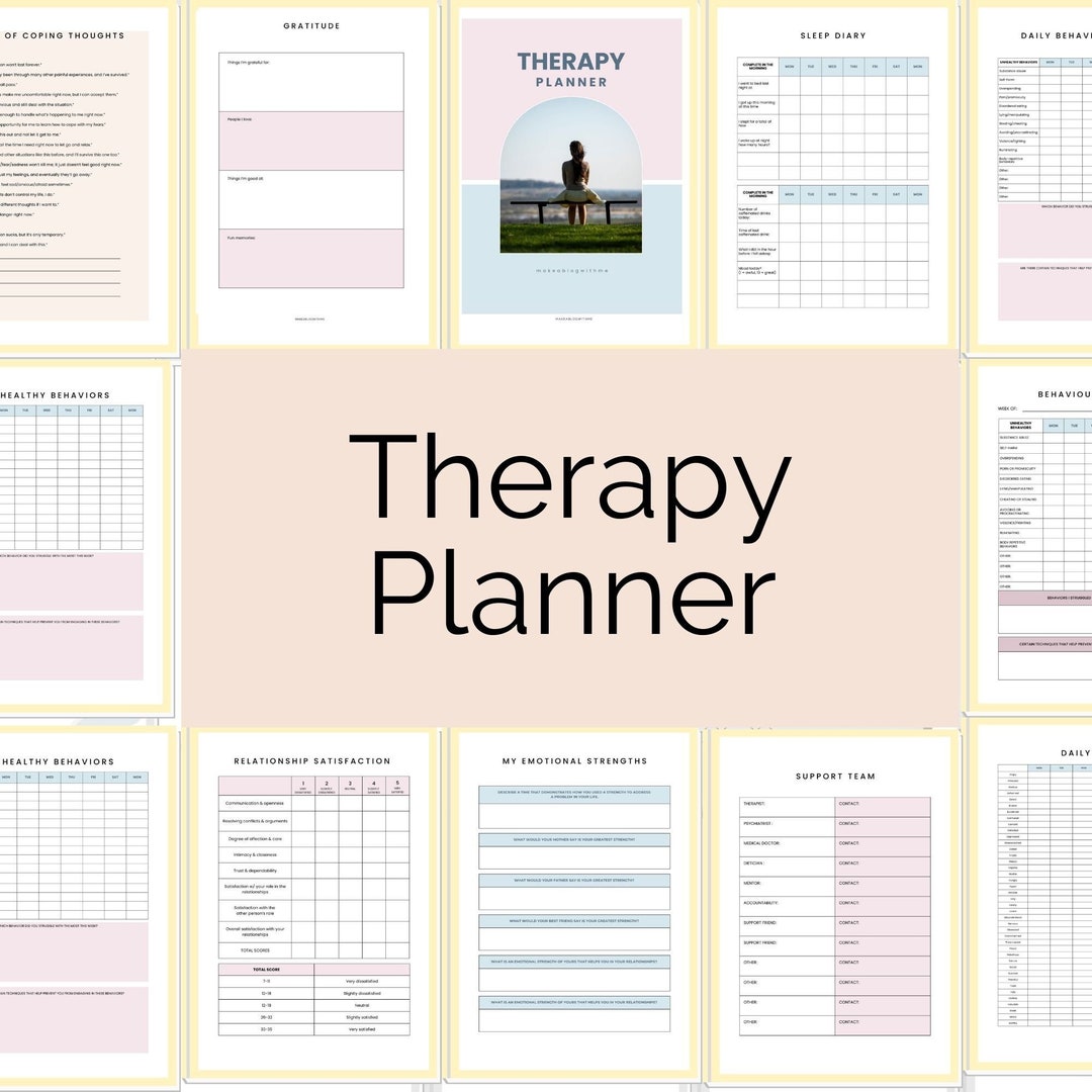 Therapy Planner, Therapy Journal, Mental Health Journal Printable ...