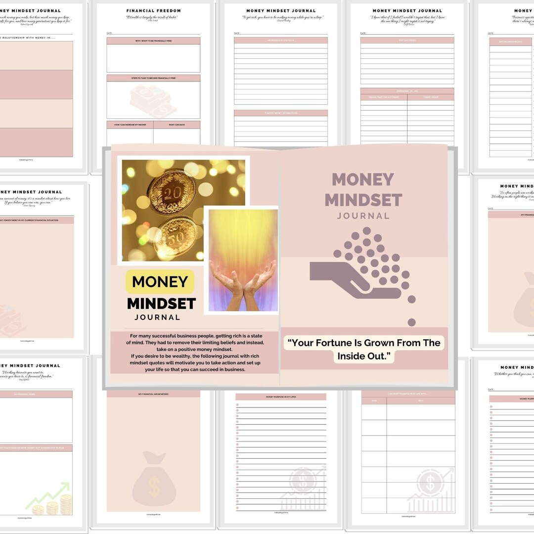 Money Mindset Journal and Quotes, Money Saving, New Year's Resolution ...