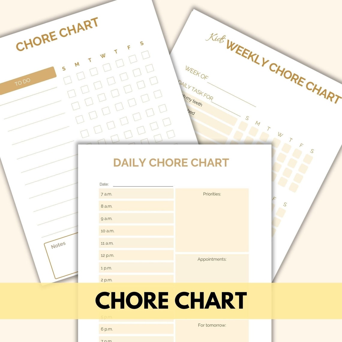 Chore Chart, Kids Chore Chart, Daily Chore Chart, Kid Printable Chore ...