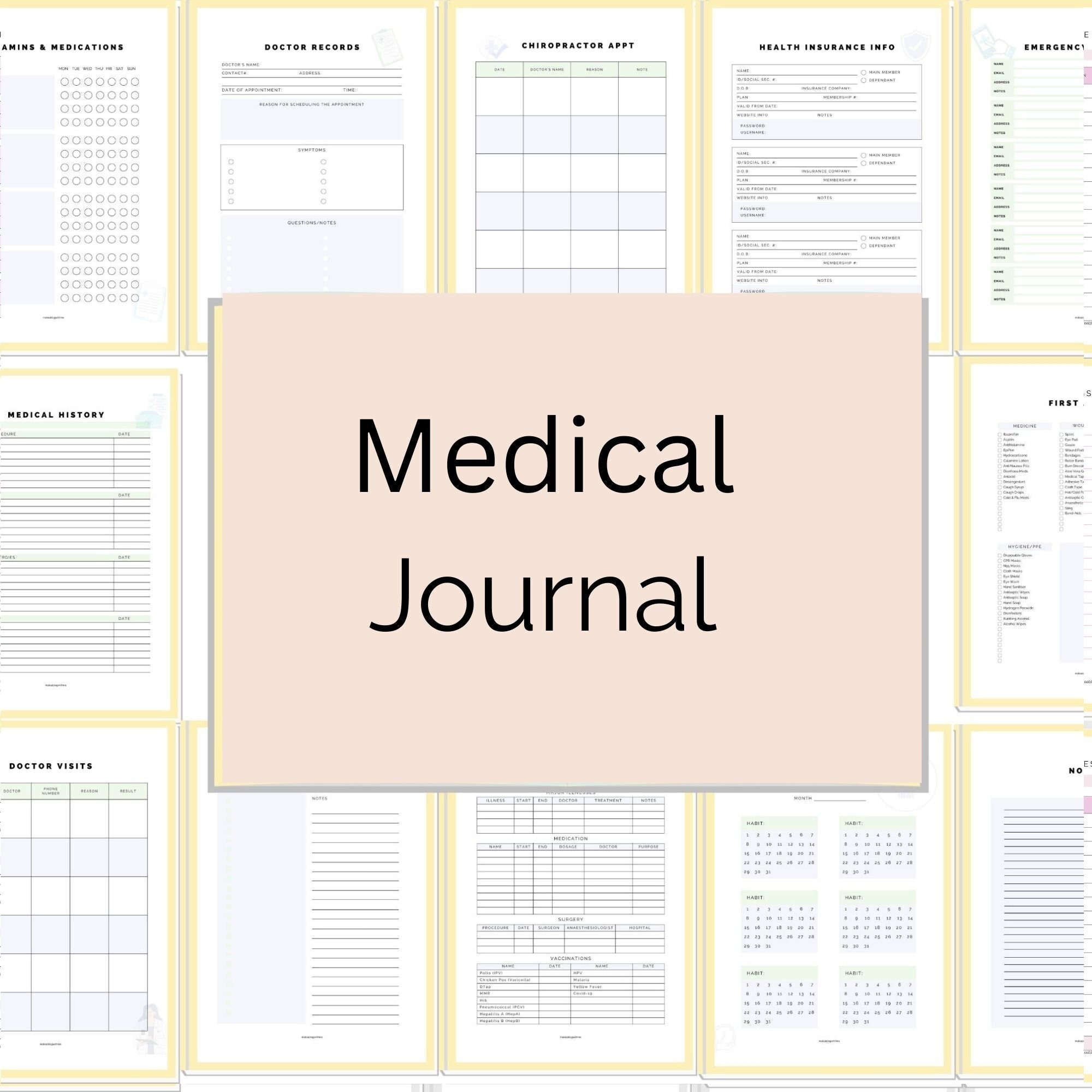 Medical Journal, Medical Planner, Medical Log, Medical Assistant ...