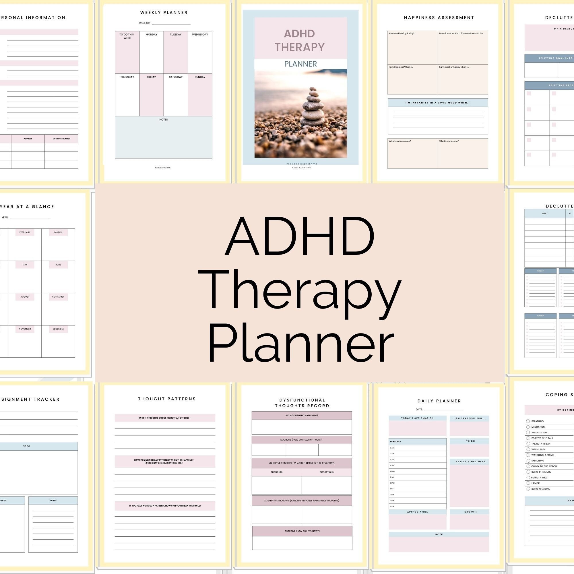 ADHD Therapy Planner, ADHD Daily Planner 2023 Printable, ADHD Journal ...