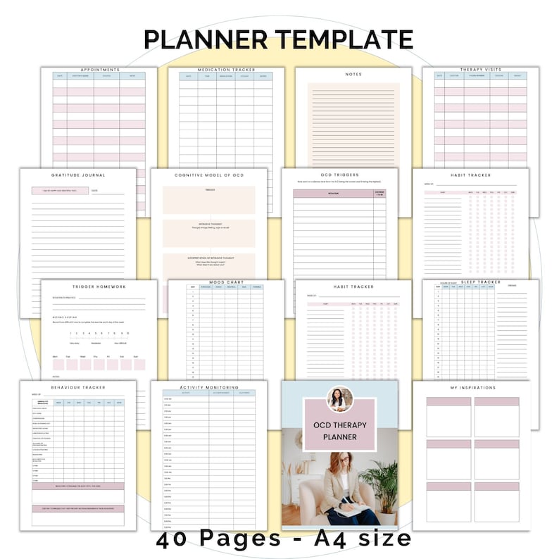 OCD Therapy Planner, Mental Health Journal Printable, OCD Worksheets ...