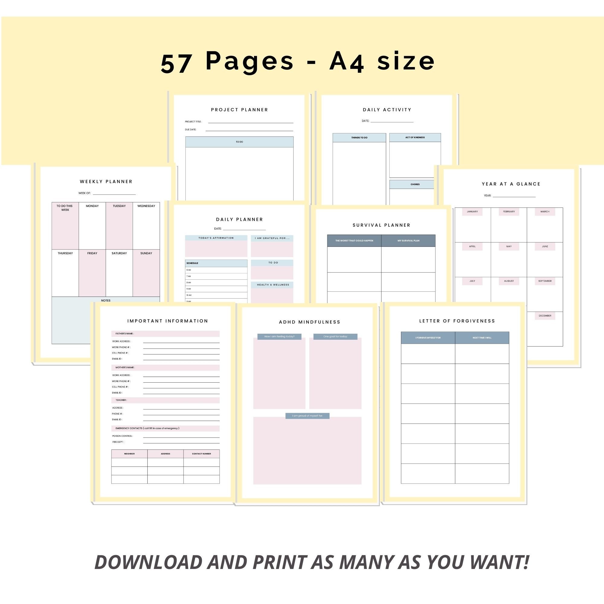ADHD Therapy Planner, ADHD Daily Planner 2023 Printable, ADHD Journal ...