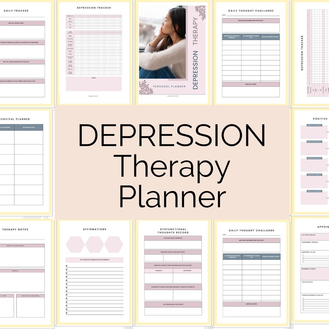 Depression Therapy Planner, Therapy Journal Printable, Digital Journal ...