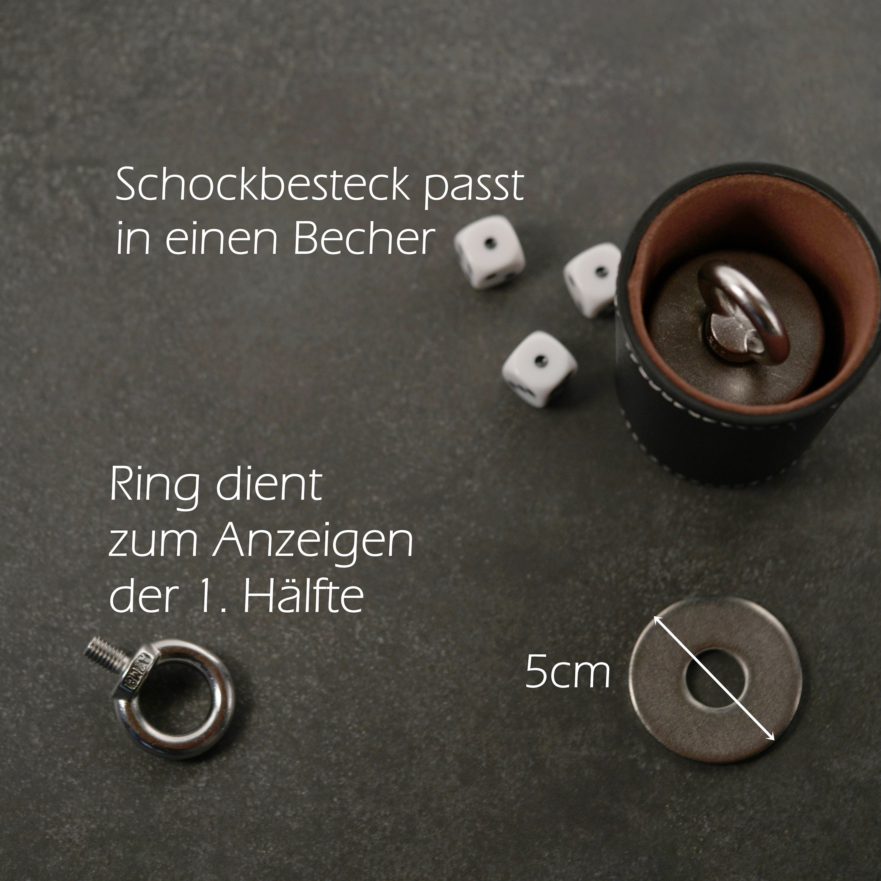 Schockbesteck Set mit 4 Würfelbecher und 20 Würfel zum schocken meiern ...