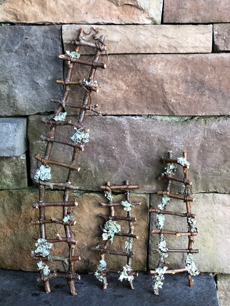 Set of Two (2) Miniature Huldufólk Ladder 6” and 8” Miniature Ladders ...