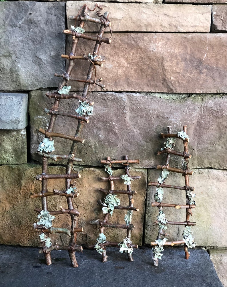 Set of Two (2) Miniature Huldufólk Ladder 6” and 8” Miniature Ladders ...