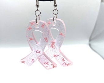 Breast Cancer Pink Ribbon Earringspink Earringswooden Earringslarge ...