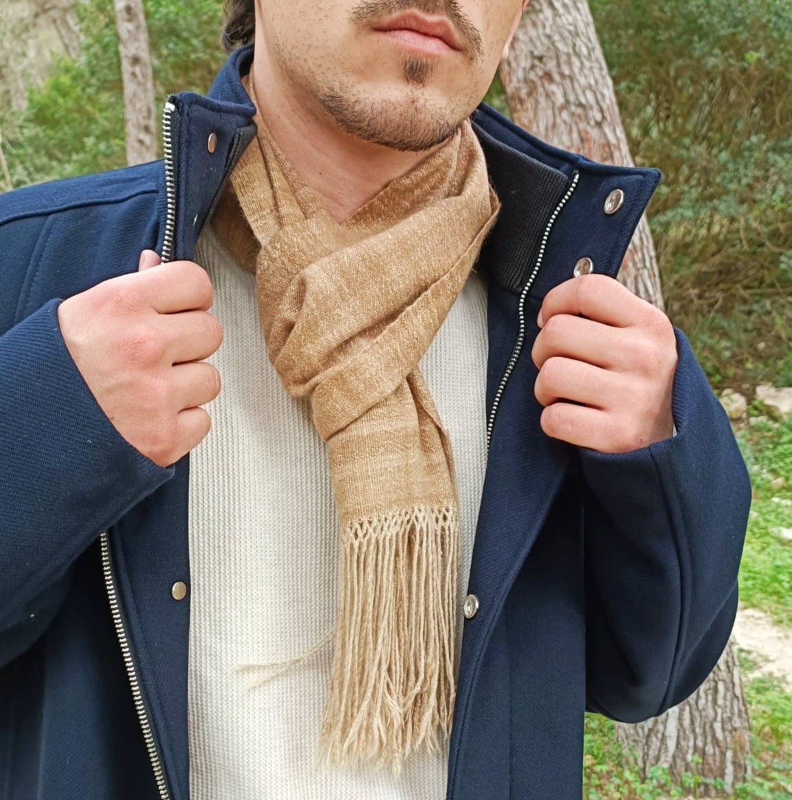 Vicuña Fiber Scarf From the Andes. Natural Beige Color. Wool Scarf From ...