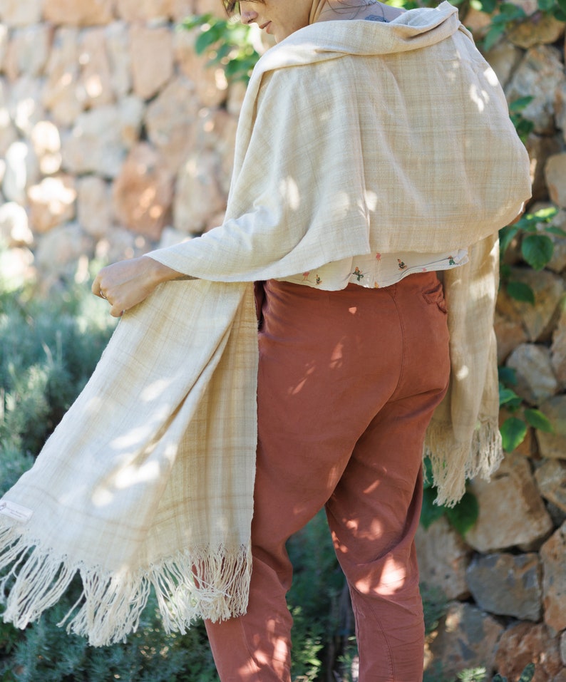 Vicuña Fiber Scarf From the Andes. Natural Beige Color. Wool Scarf From ...
