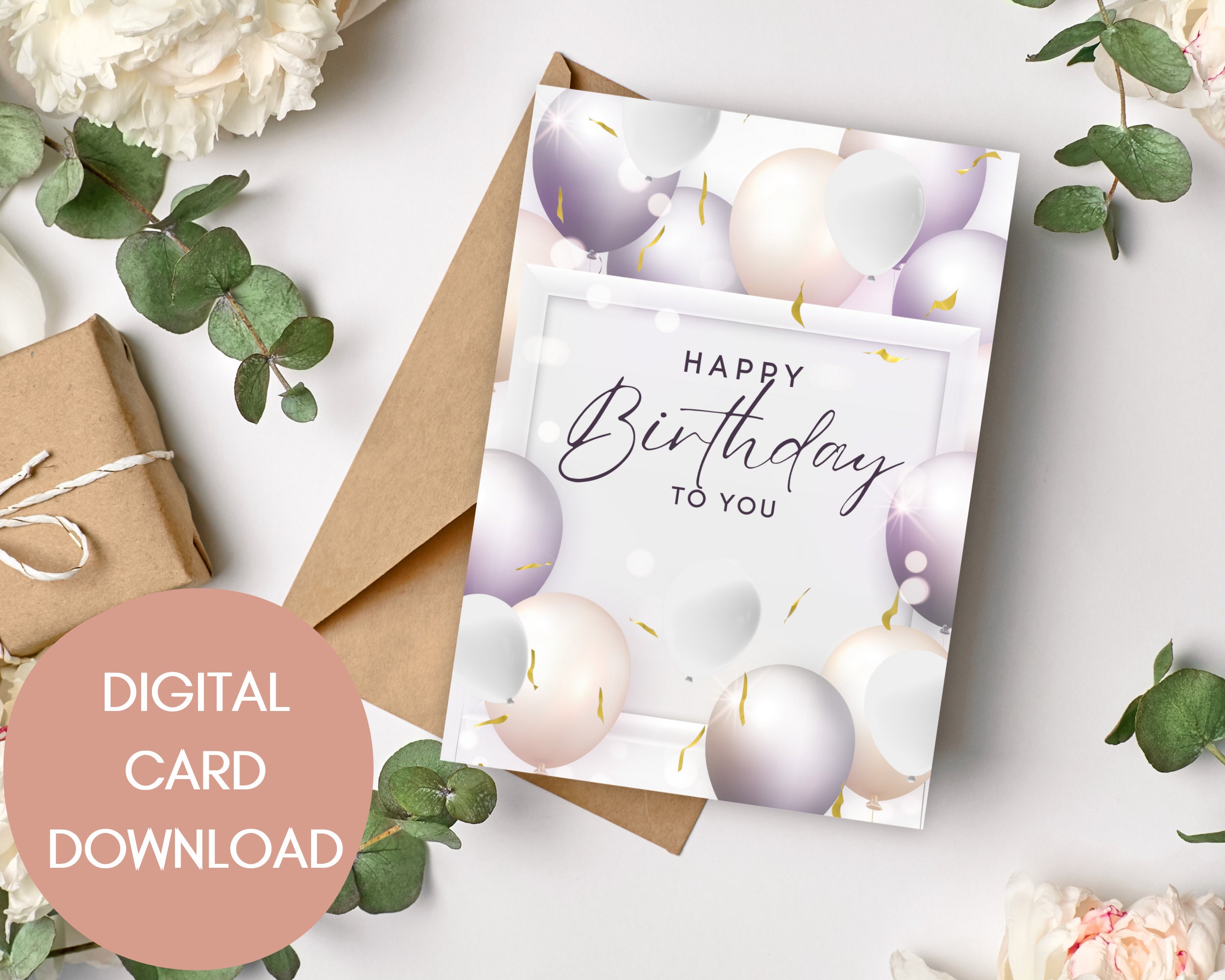 Printable Happy Birthday Card, Digital Download, Printable Card ...