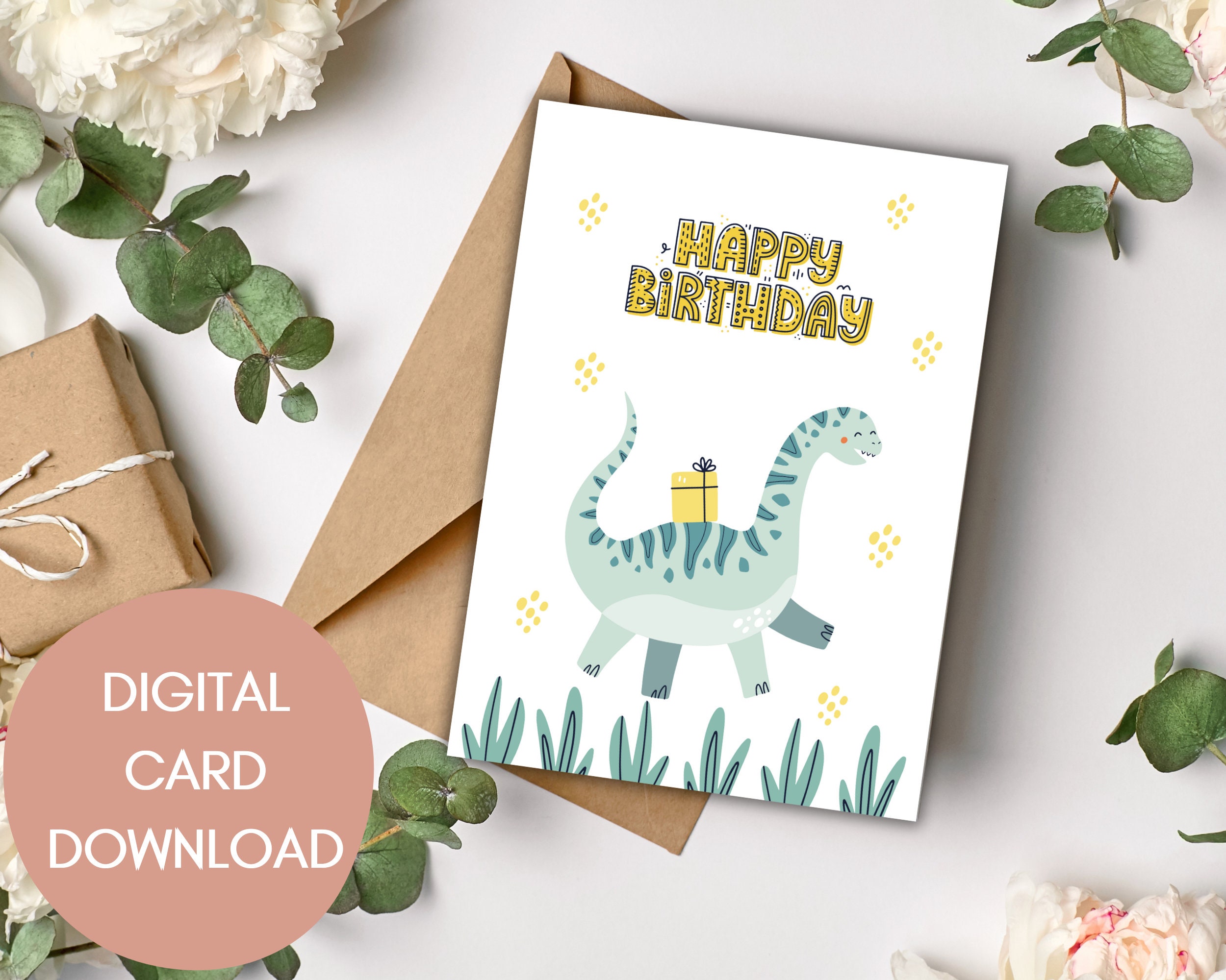 Dinosaur Birthday Card Birthday Card Dino Birthday Card - Etsy