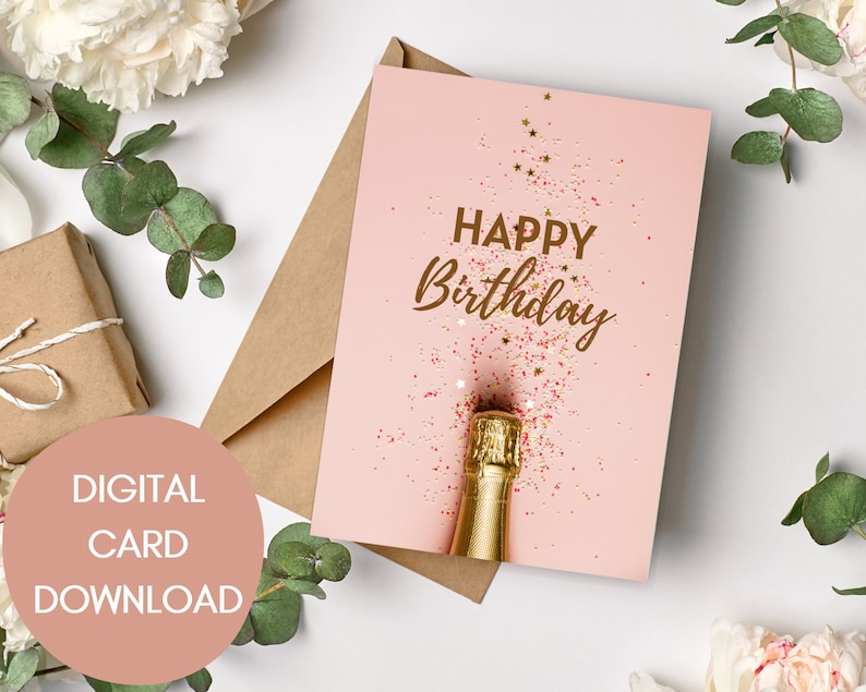 Printable Birthday Card, Printable Card, Digital Download, Digital ...