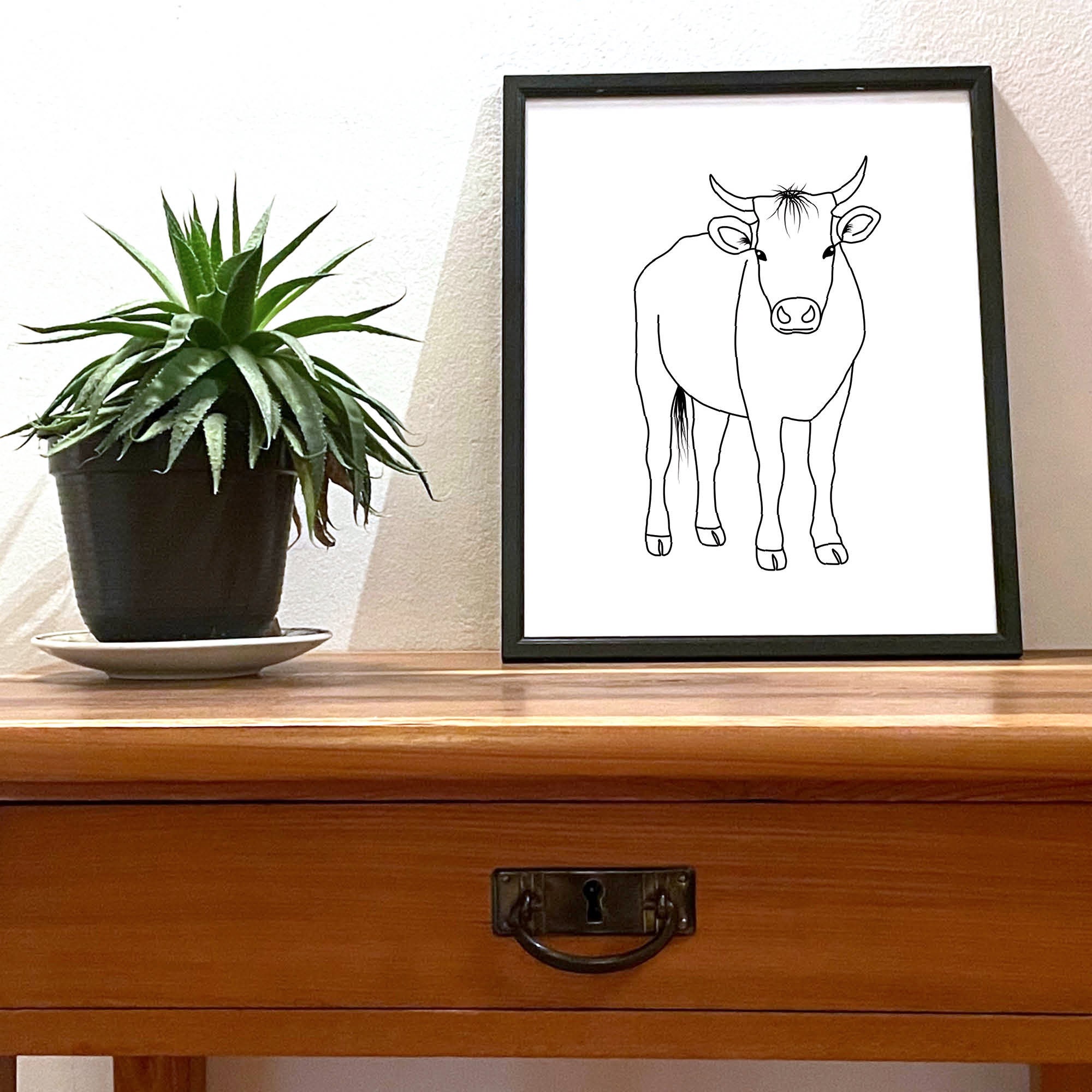 Cow Wall Art, Printable Farm Animal Line Drawing, Minimalist Black ...