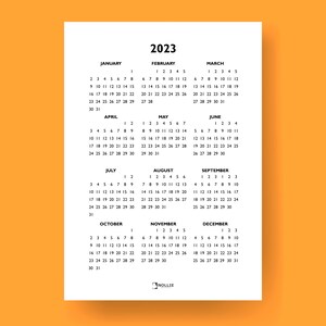 2023 Year Overview, Printable 2023 Calendar, Monday Start, Minimalist ...