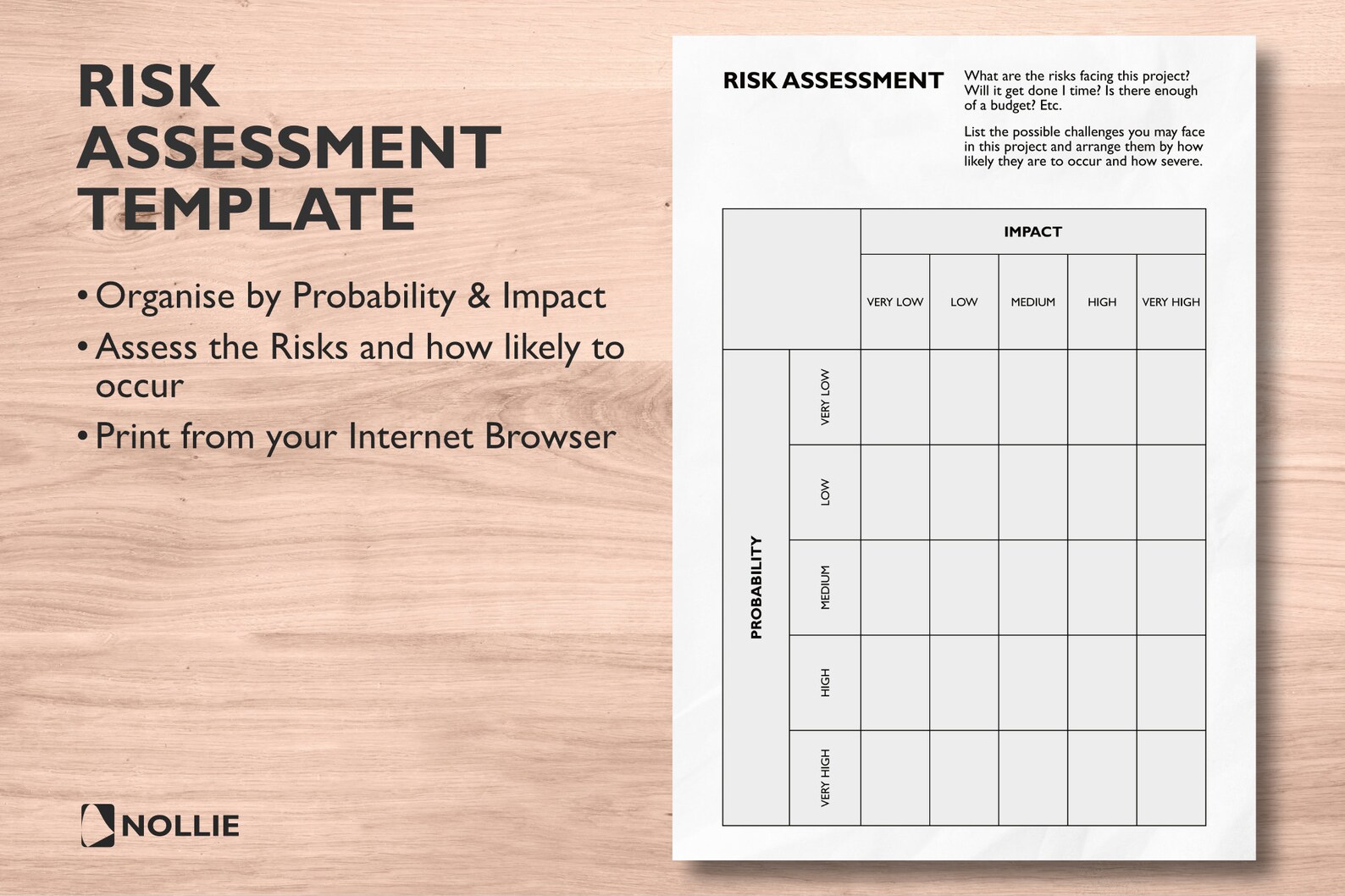 RISK ASSESSMENT TEMPLATE, Problem Planner, Risk Matrix, Risk Form ...