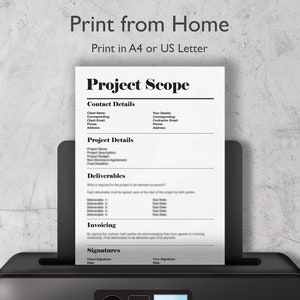 Project Scope Template, PDF and Word Document, Digital Download, Print ...