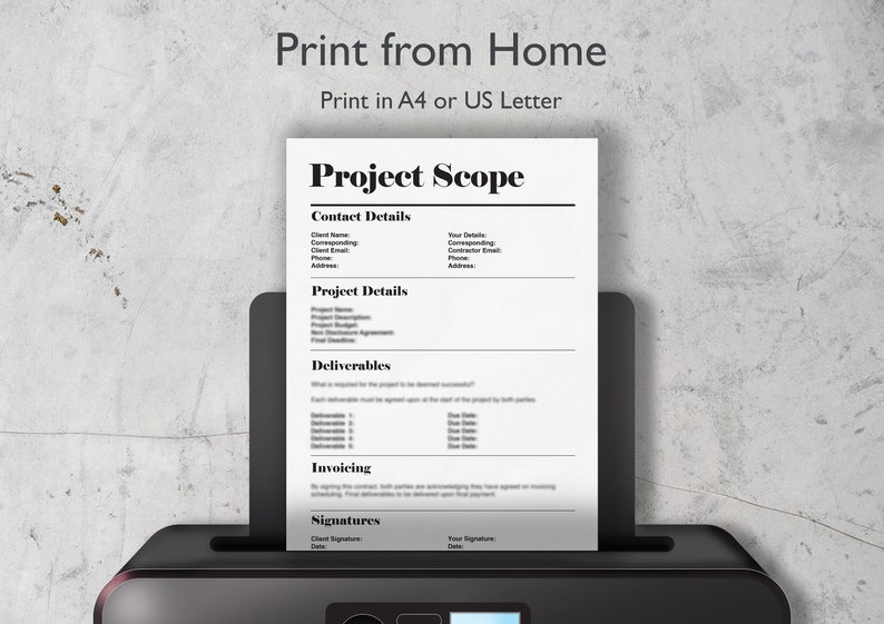 Project Scope Template, PDF and Word Document, Digital Download, Print ...