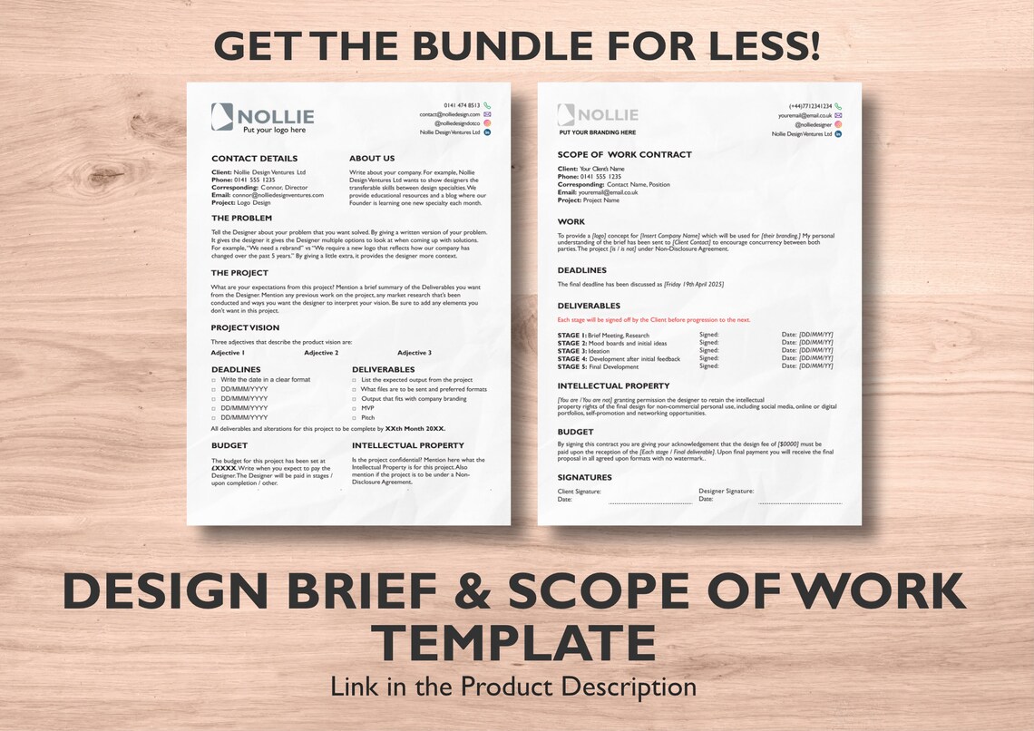 Design Brief Template, Project Brief, Design Contract, Downloadable PDF ...