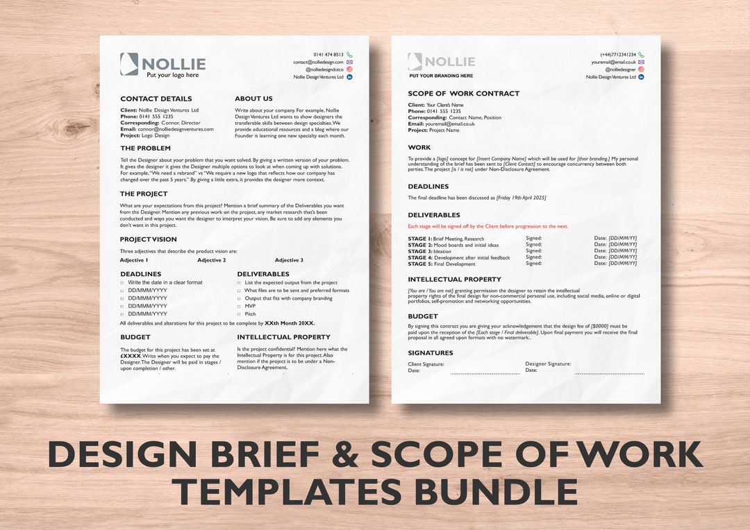 Design Brief & Scope of Work Templates BUNDLE, Design Brief Template ...