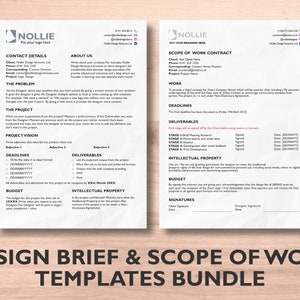 Design Brief & Scope of Work Templates BUNDLE, Design Brief Template ...