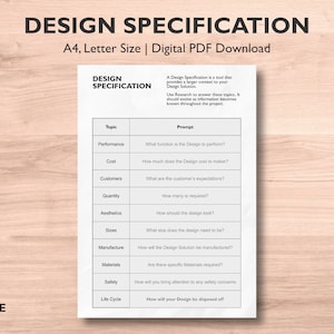 DESIGN SPECIFICATION, Template, PDS, Engineering Design Specification ...
