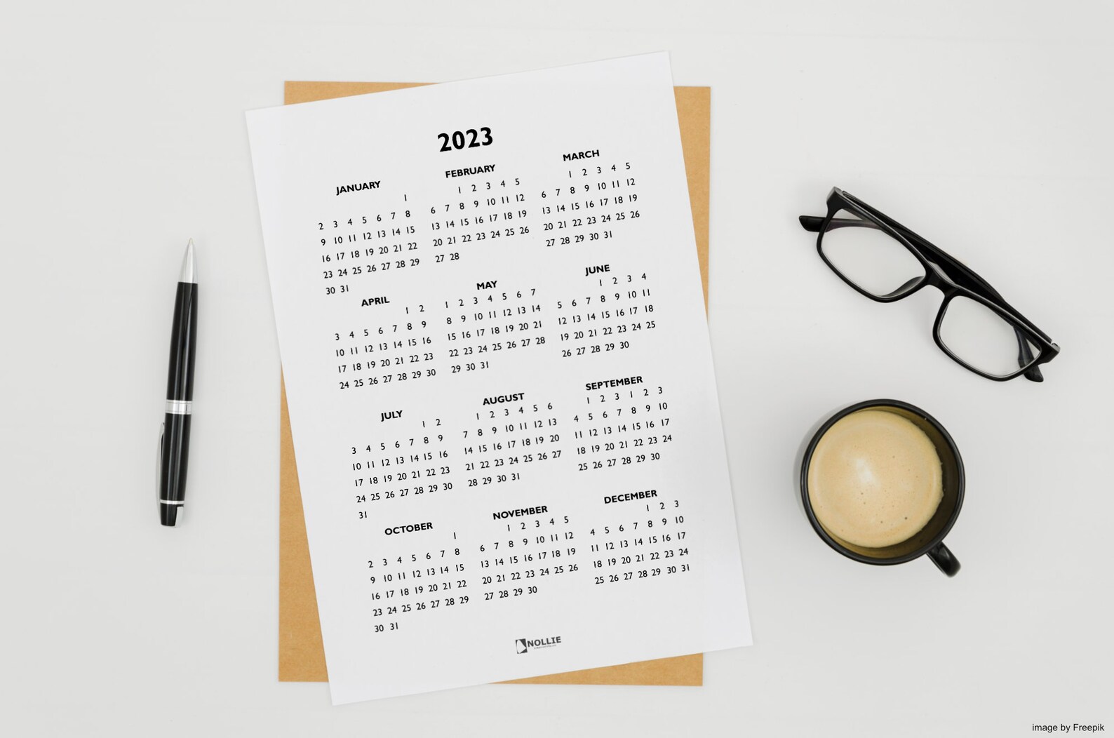 2023 Year Overview, Printable 2023 Calendar, Monday Start, Minimalist ...