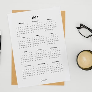 2023 Year Overview, Printable 2023 Calendar, Monday Start, Minimalist ...