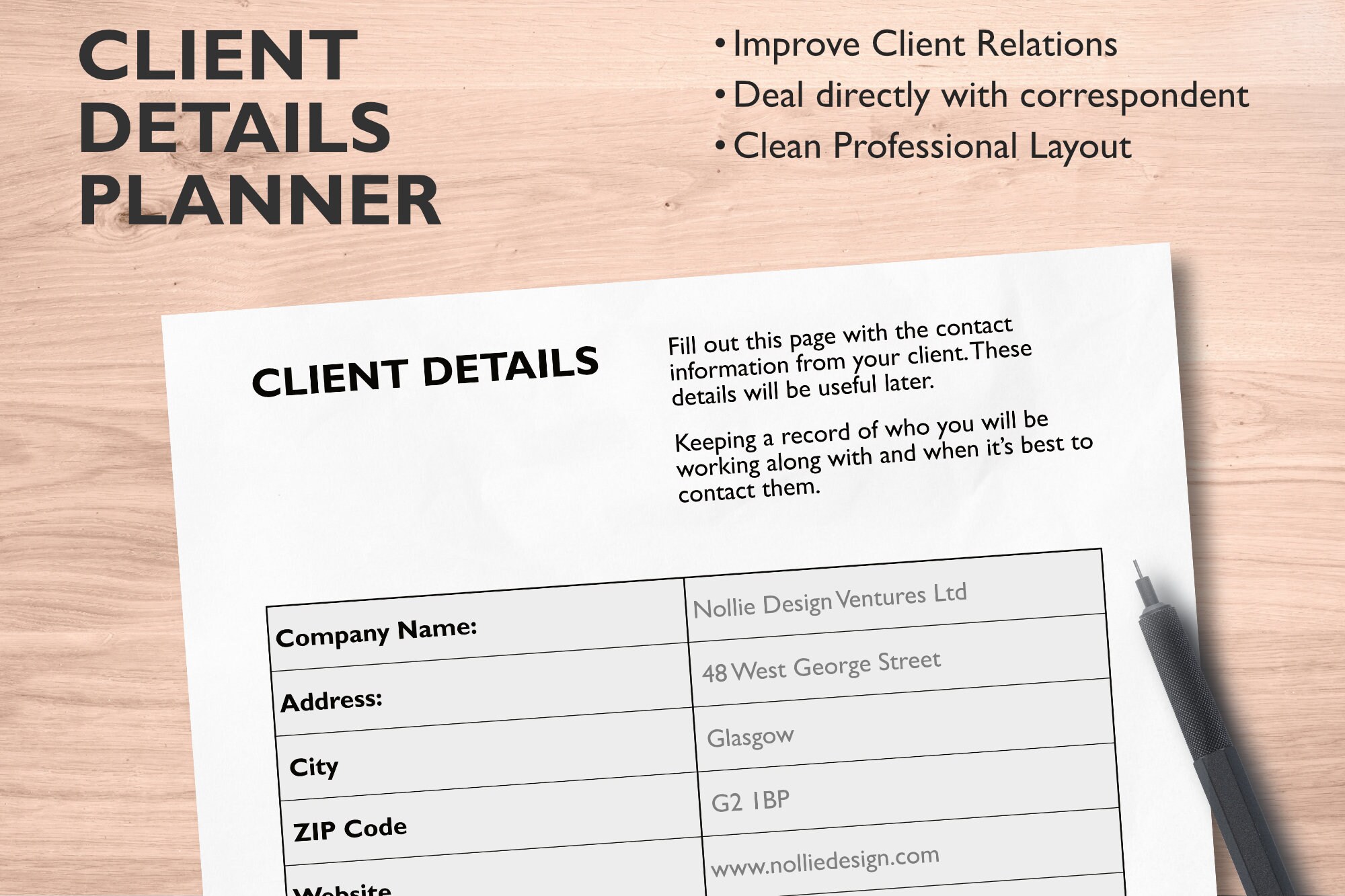 Client Details & Questionnaire BUNDLE, Client Details Planner, Client ...