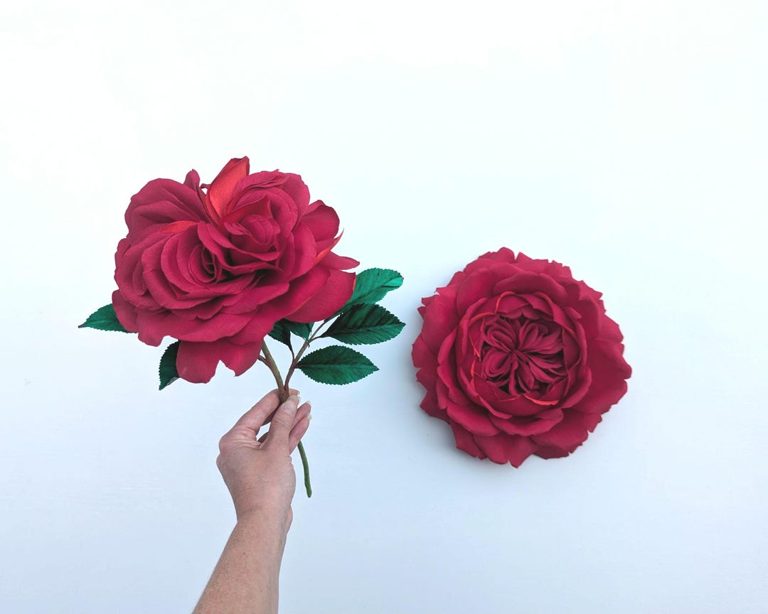 Large Red Paper Roses, Realistic Paper Flower, Paper Anniversary Gift ...