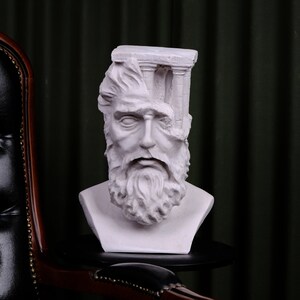 Zeus Sculpture Decor, Zeus Bust, Gift for Desk, Desk Decor, Greek ...