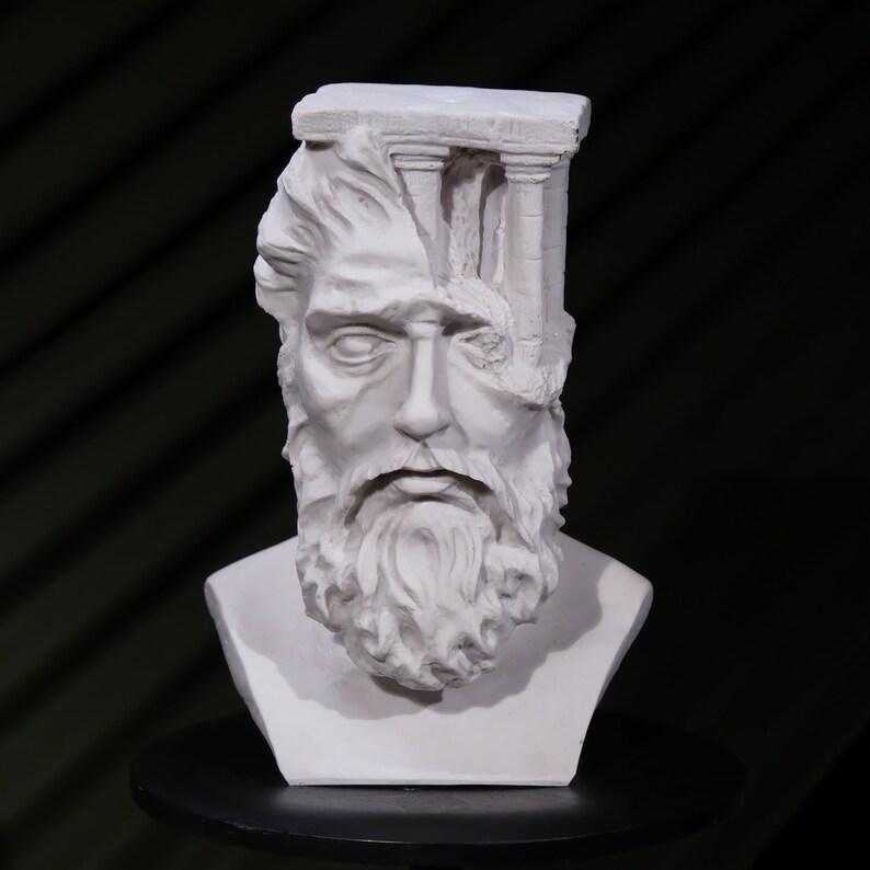Zeus Sculpture Decor, Zeus Bust, Gift for Desk, Desk Decor, Greek ...