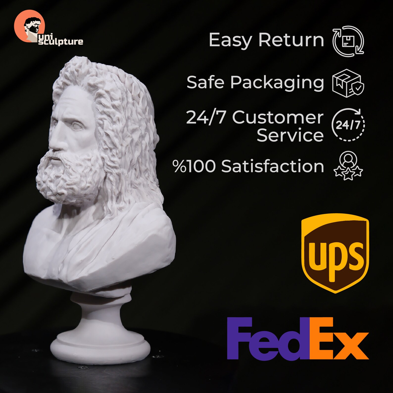 Zeus Sculpture Decor, Zeus Bust, Gift for Desk, Desk Decor, Greek ...