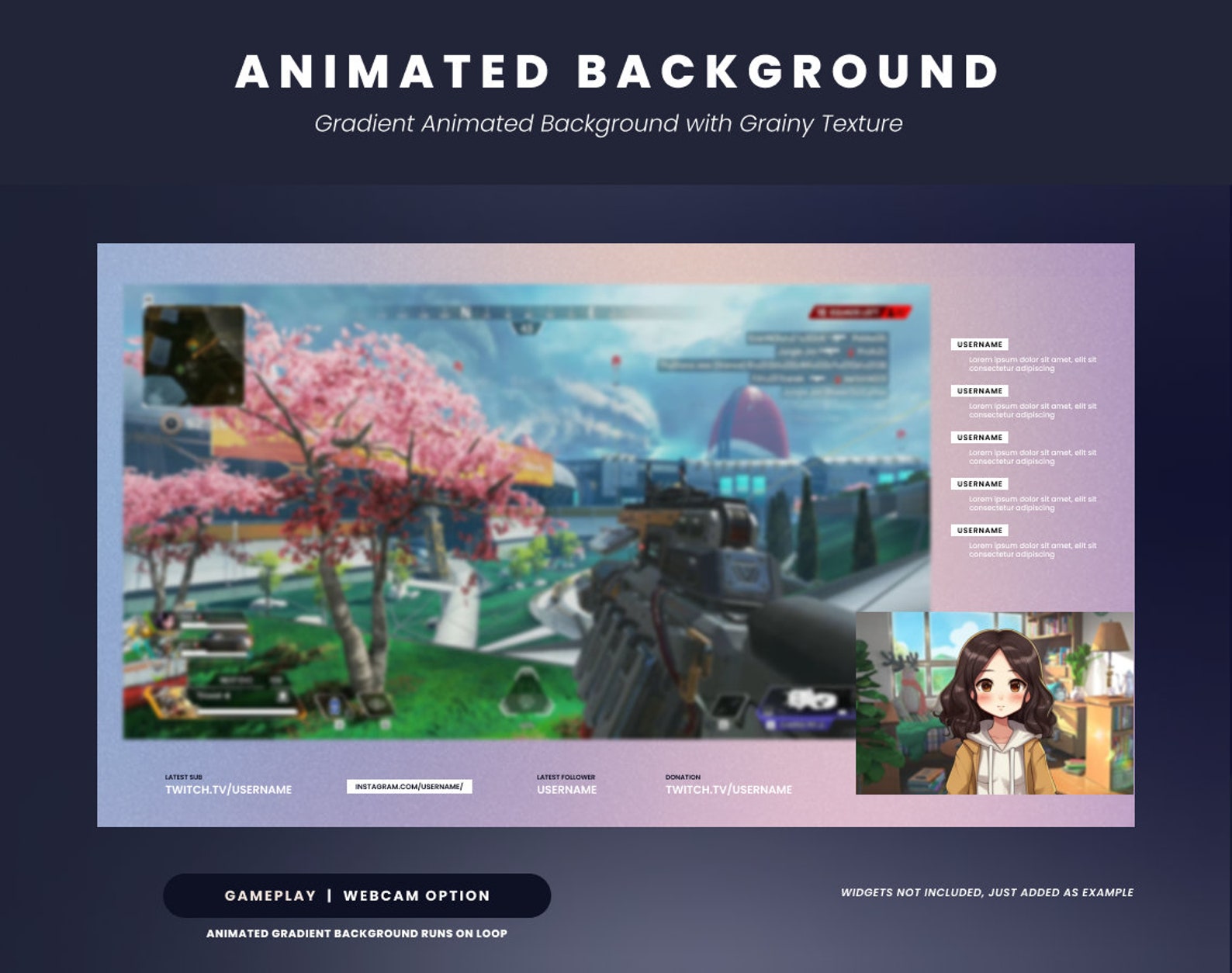 Animated Pastel Gradient Background - Grain Texture, Streaming Overlay ...