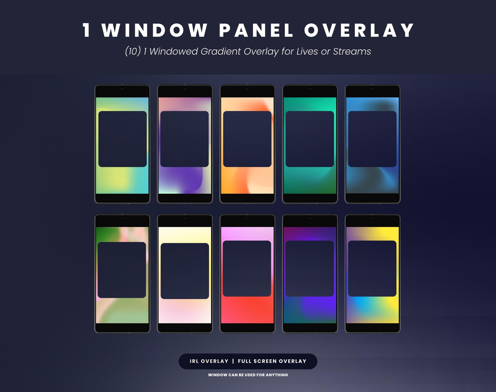 20 Basic Gradient Vertical Static Overlays Pack | Tiktok/instagram Live ...