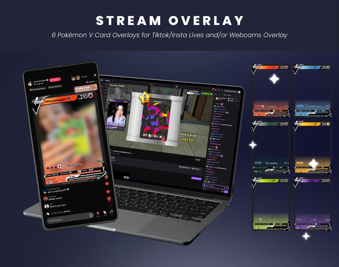 6 Pokémon Card Overlay for Streams | Vertical Pokémon Card Frame for ...