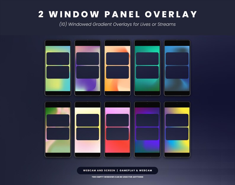 20 Basic Gradient Vertical Static Overlays Pack | Tiktok/instagram Live ...