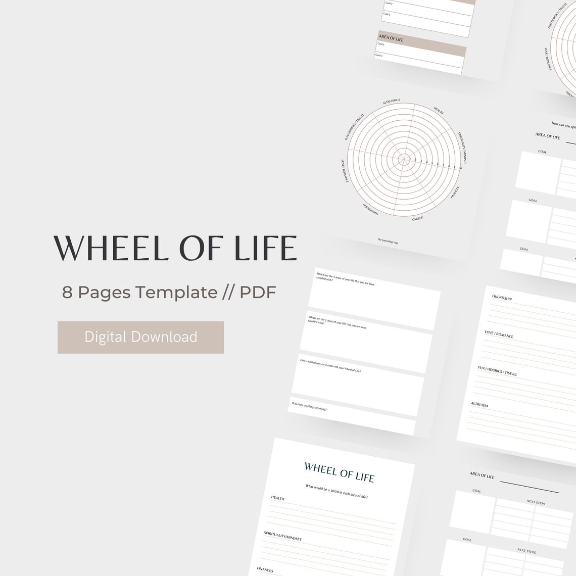 Wheel of Life Template Pdf Printable STANDARD With Categories Digital ...