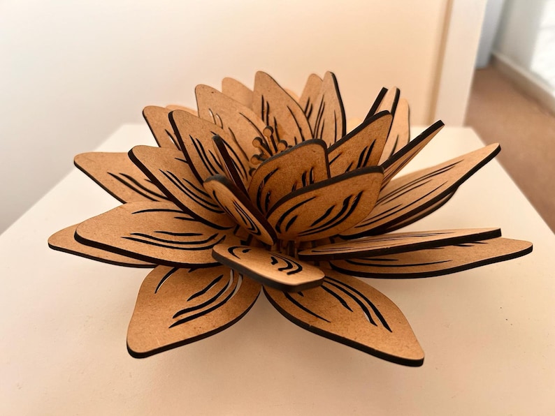 Lotus Flower 3D Laser Cut Digital Download | Lotus DIY | Lotus 3D Laser ...