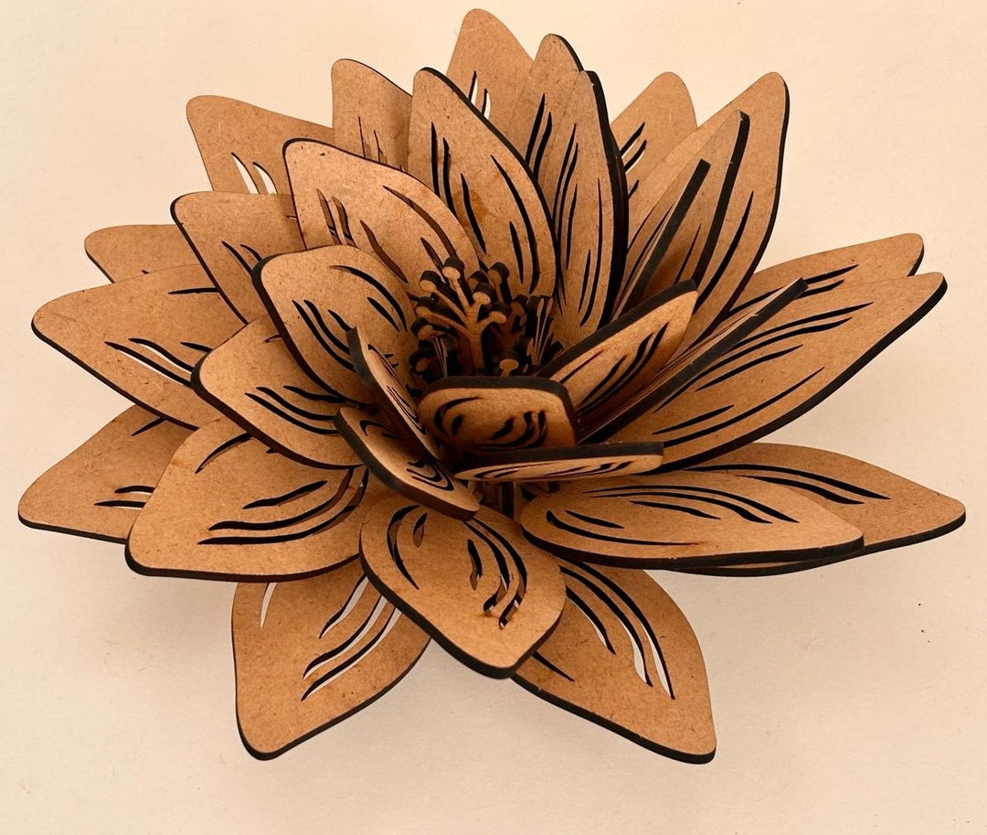 Lotus Flower 3D Laser Cut Digital Download | Lotus DIY | Lotus 3D Laser ...