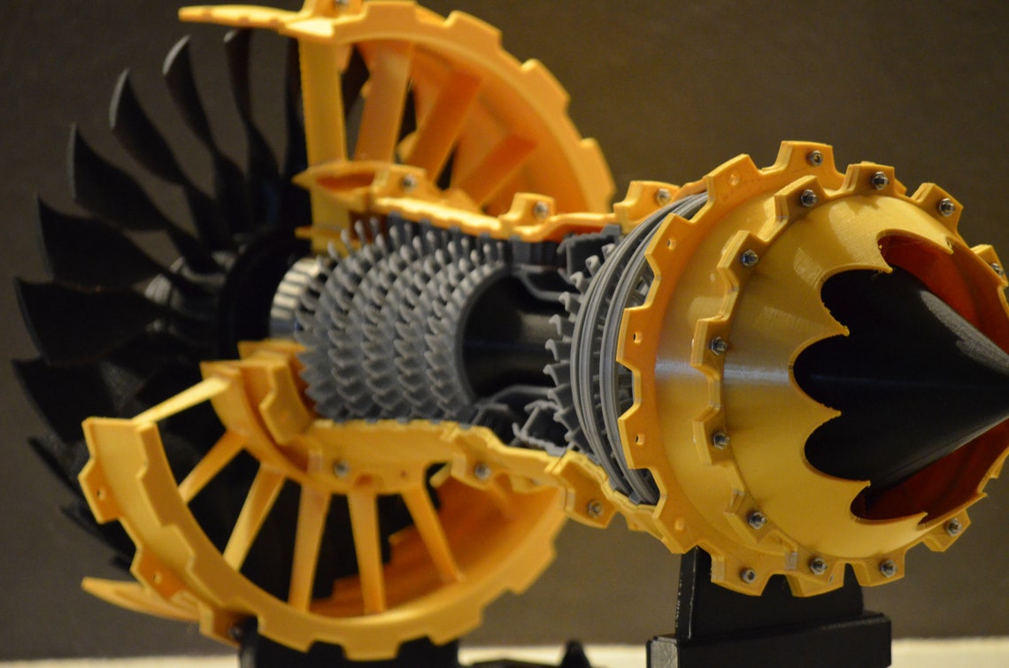 Jet Turbofan Aircraft Engine 3D Printed Gift Office Dècor Kinetic ...