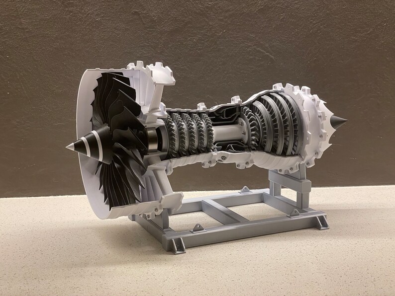 White Jet Turbofan Aircraft Engine 3D Printed Office Dècor Kinetic ...