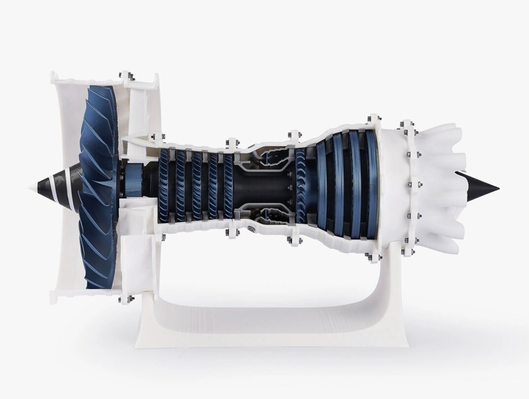 White Jet Turbofan Aircraft Engine 3D Printed Office Dècor Kinetic ...