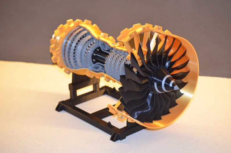 Jet Turbofan Aircraft Engine 3D Printed Gift Office Dècor Kinetic ...