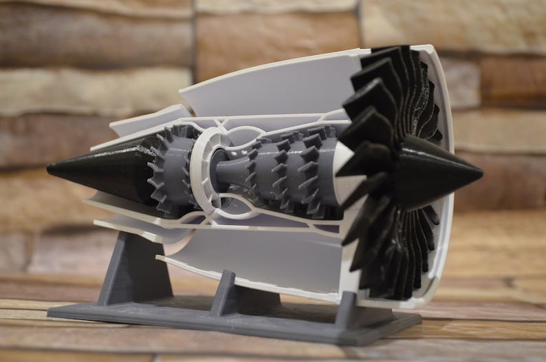 Spinning GE Jet Aircraft Engine 3D Printed Gift Office - Etsy