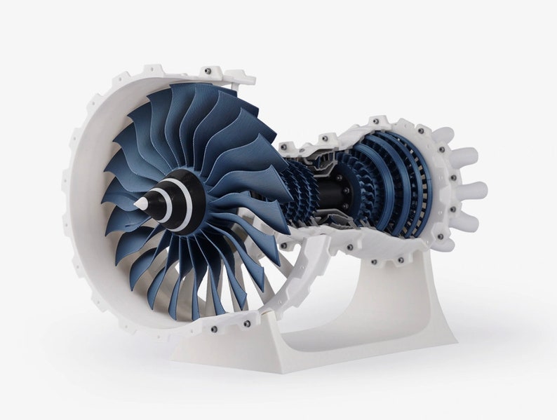 White Jet Turbofan Aircraft Engine 3D Printed Office Dècor Kinetic ...