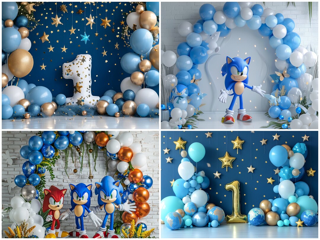 Sonic Birthday Backdrop: Cake Smash Photography (PNG Digital Files) - Etsy
